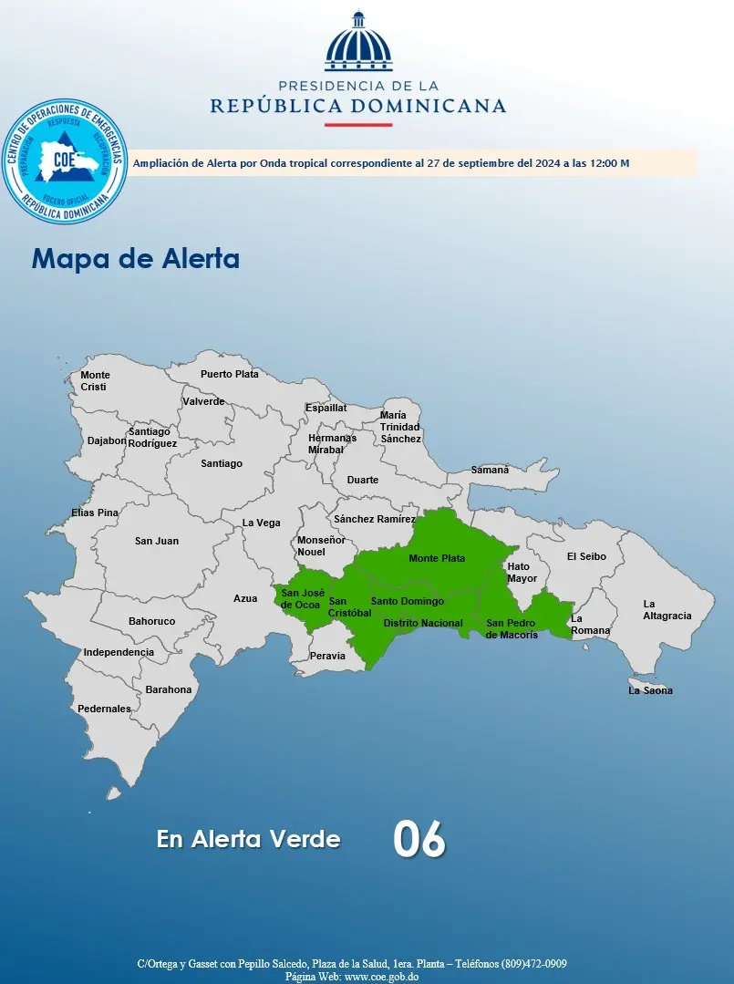 COE amplía alerta verde por intensificación de la onda tropical en varias provincias del país ...
